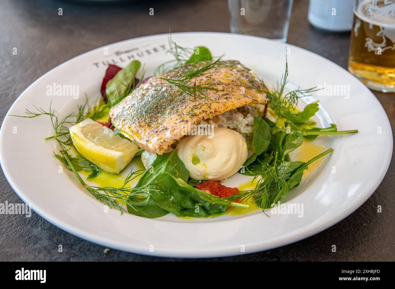 Butter baked Arctic Char served with Wästerbotten cheese cream and ...