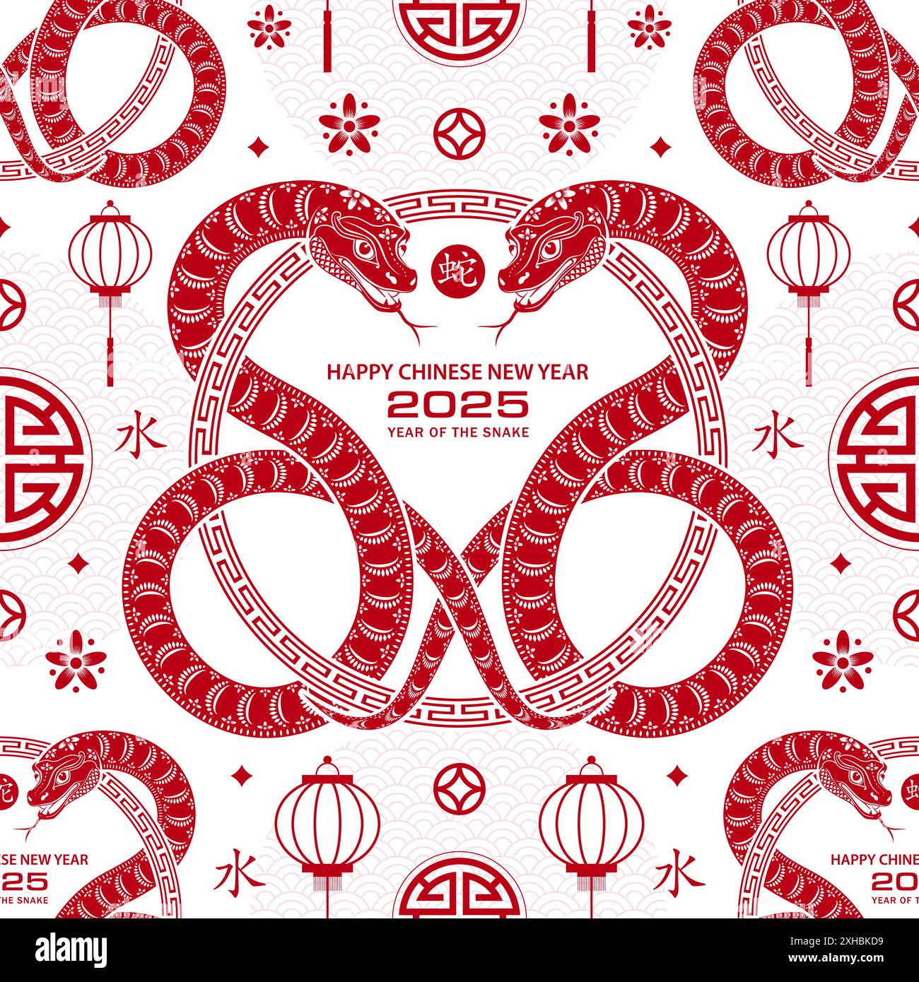 Seamless pattern with Asian elements on color background for happy ...