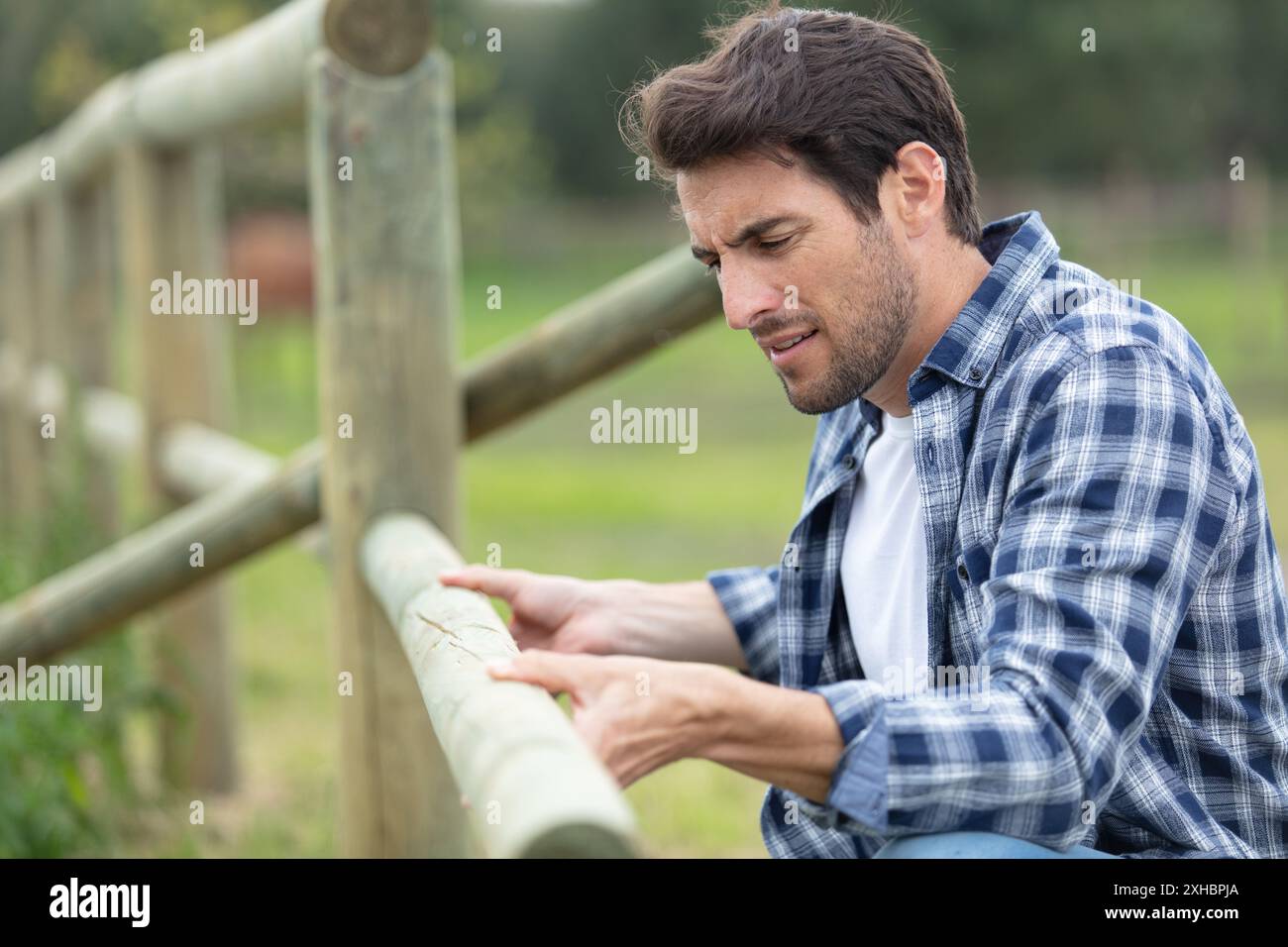 male farmer standing working on his fields Stock Photo - Alamy