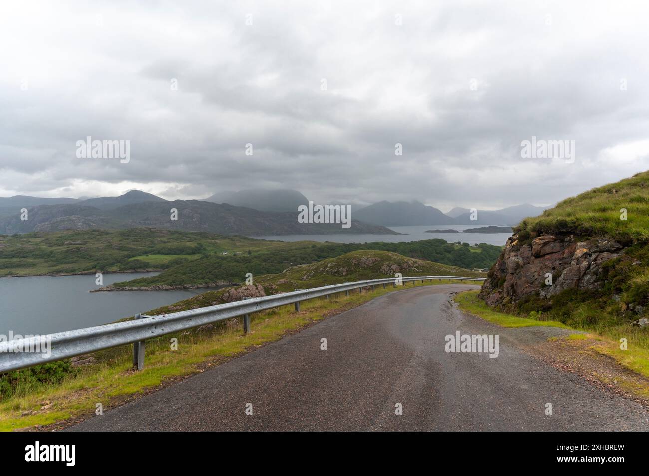 Scottish Highlands, Scotland, 2024 A single track road on the ...