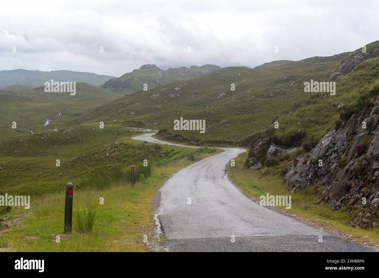 Scottish Highlands, Scotland, 2024 A single track road on the ...