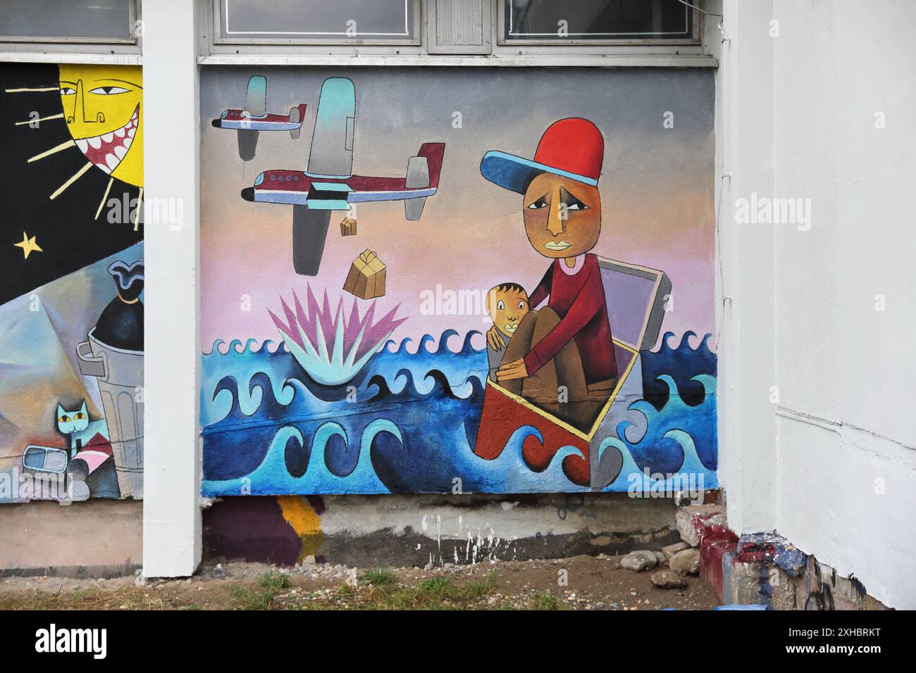 Das Wandbild Der Mensch versinkt im Kosmos Jim Avignon, 2024 am ...