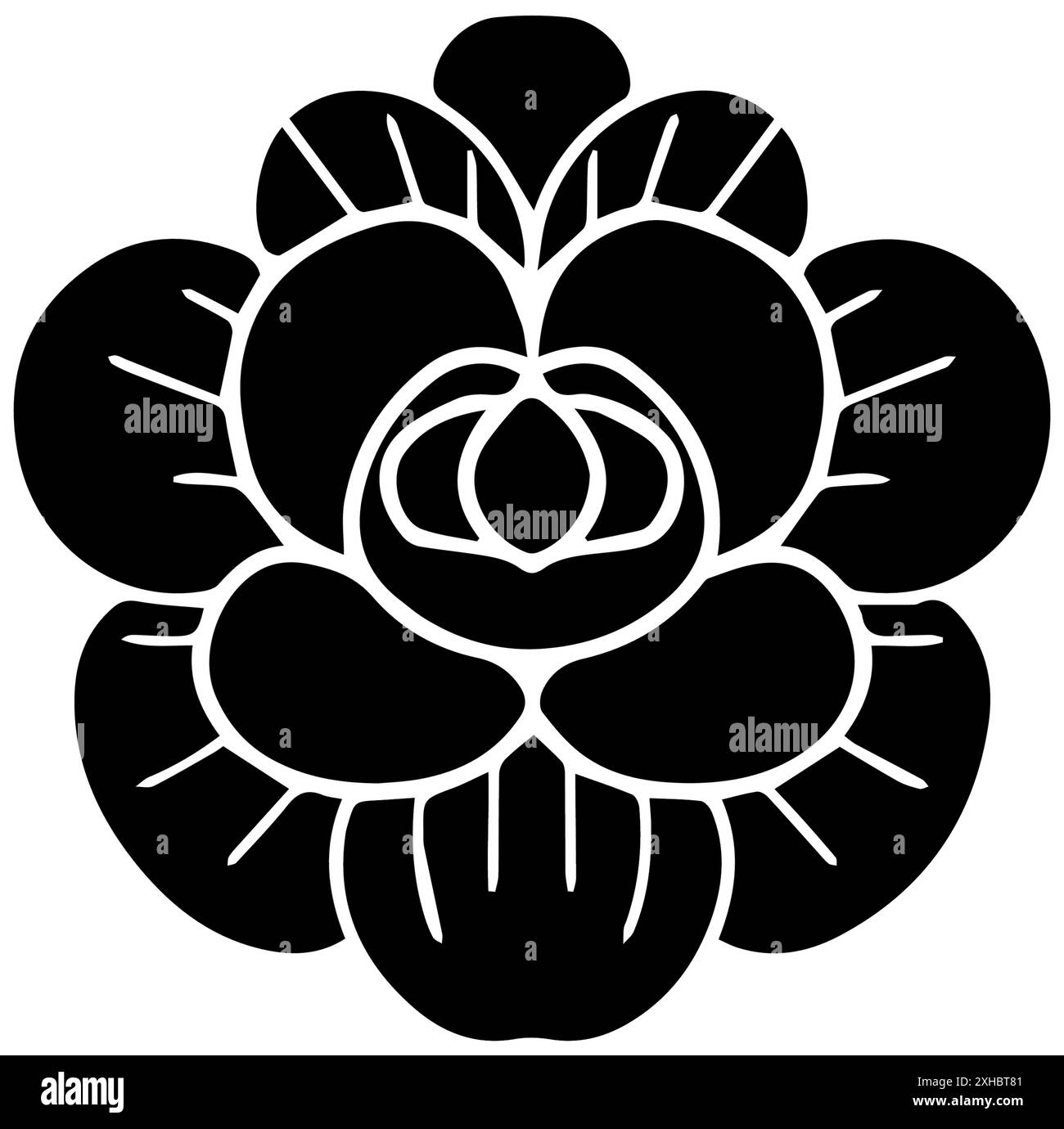 linocut flower decorative black and white, Doodle line art style ...