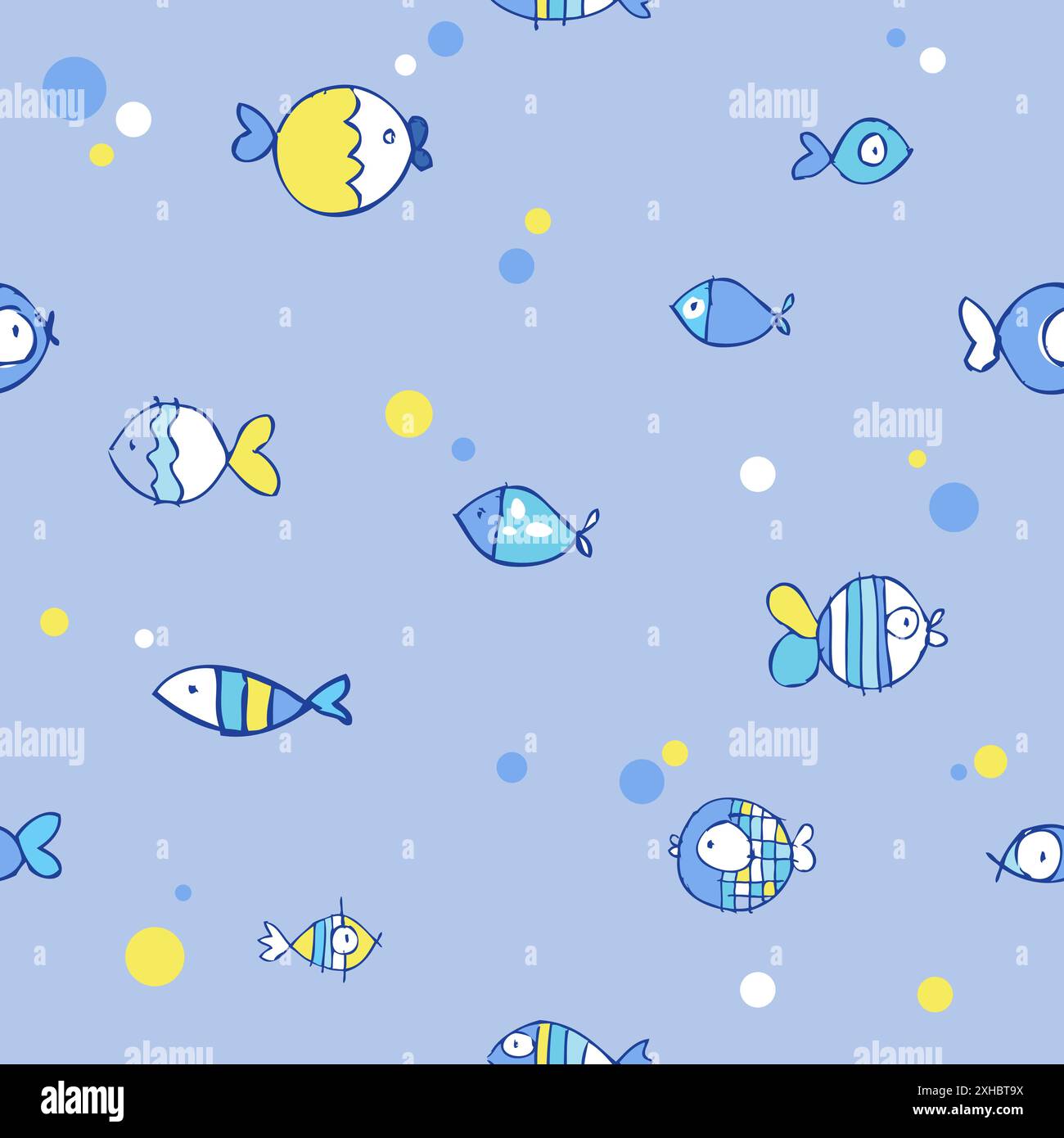 Seamless fish pattern blue hi-res stock photography and images - Alamy