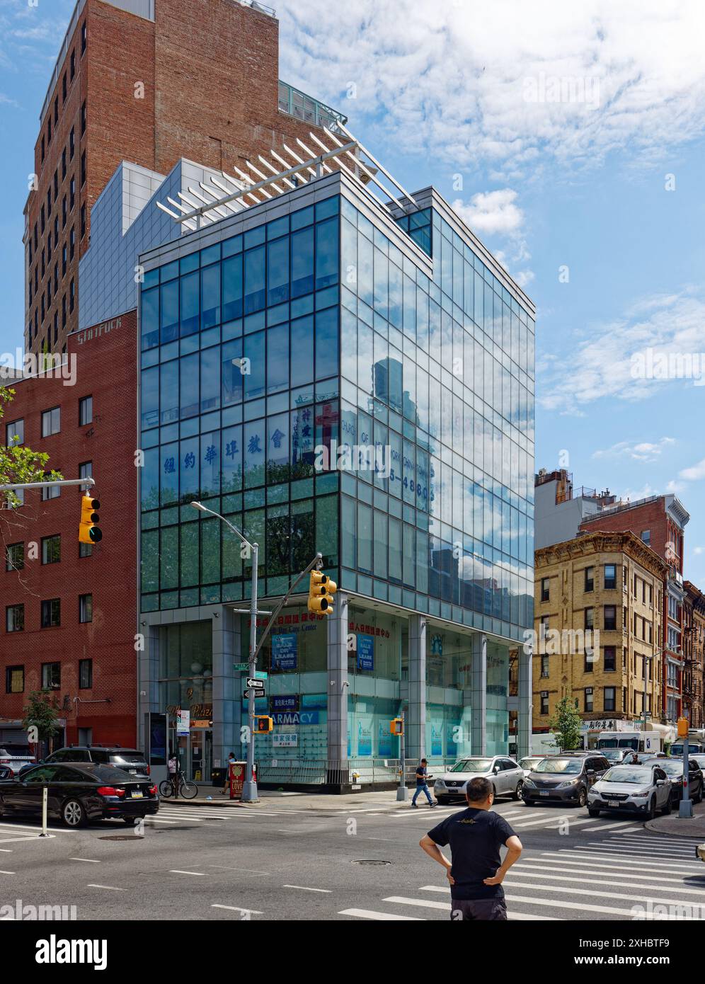 NYC Chinatown: 2 Allen Plaza is a seven-story blue glass box, alien to ...