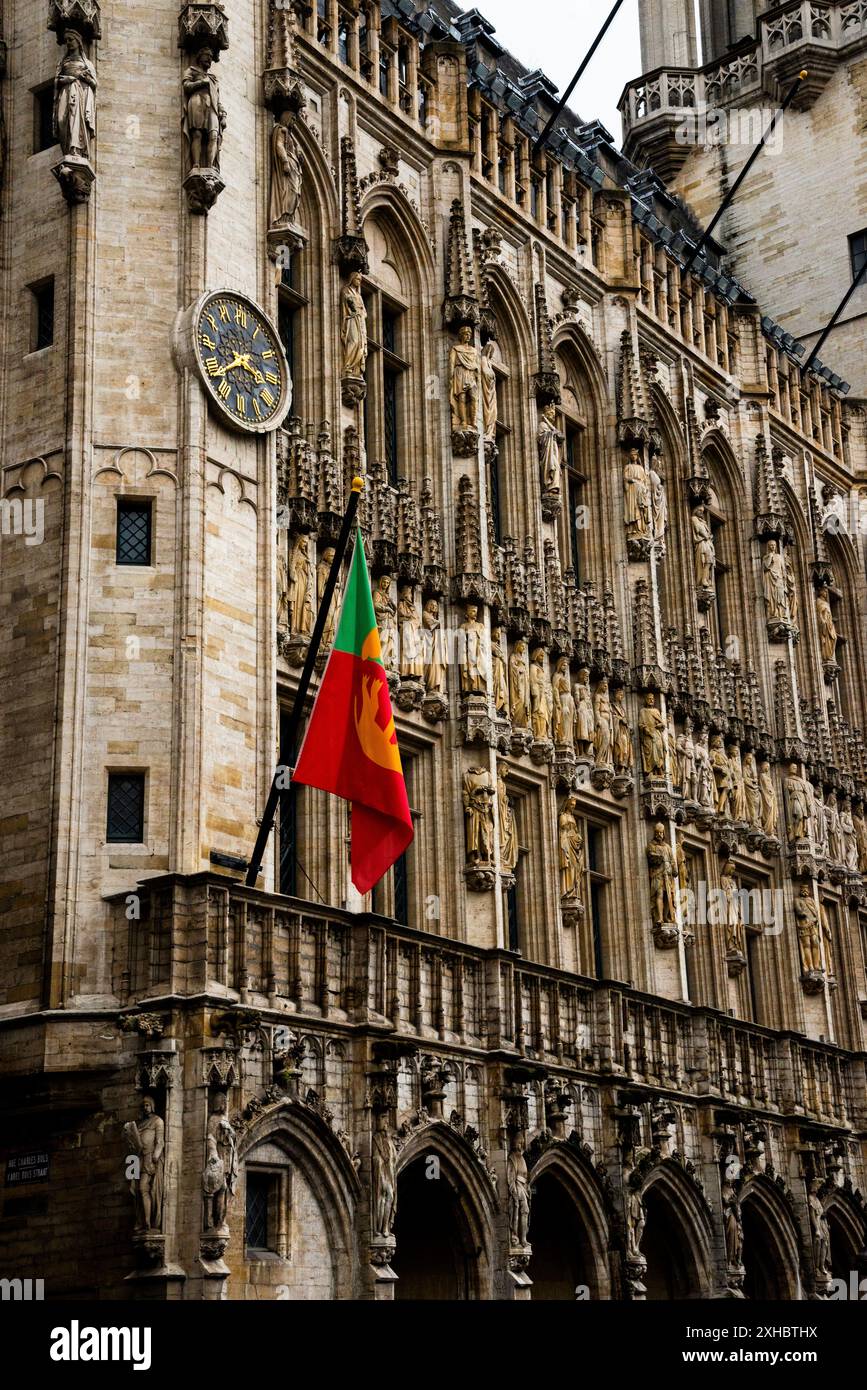 Medieval Gothic Brussels Town Hall on the Grand Place in Belgium Stock ...