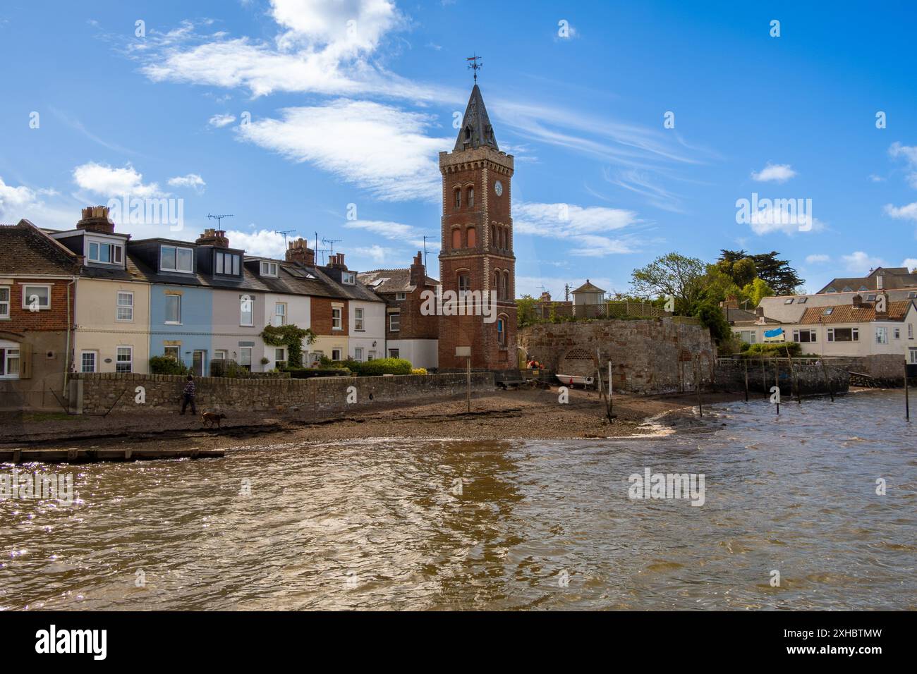 Fishing cottages and Peters Tower in Lympstone, Devon, United Kingdom ...