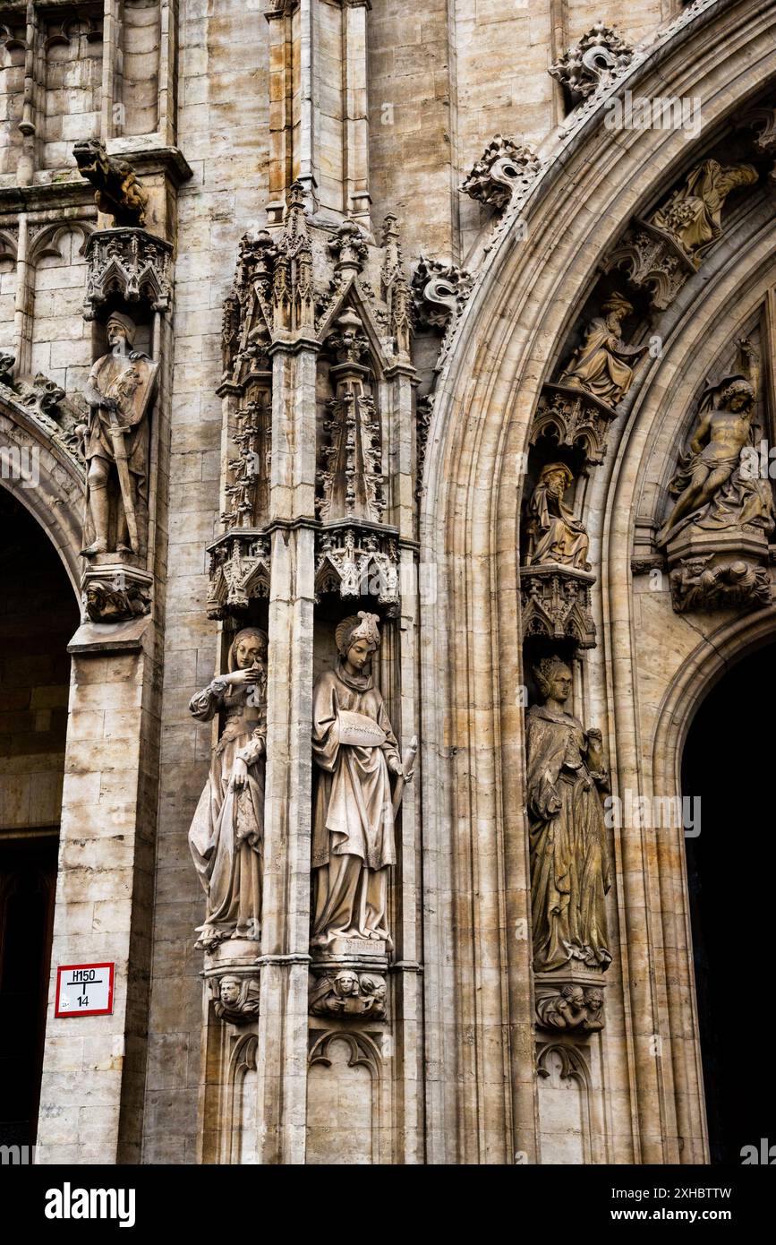 Medieval Gothic Brussels Town Hall on Grand-Place square in Belgium ...