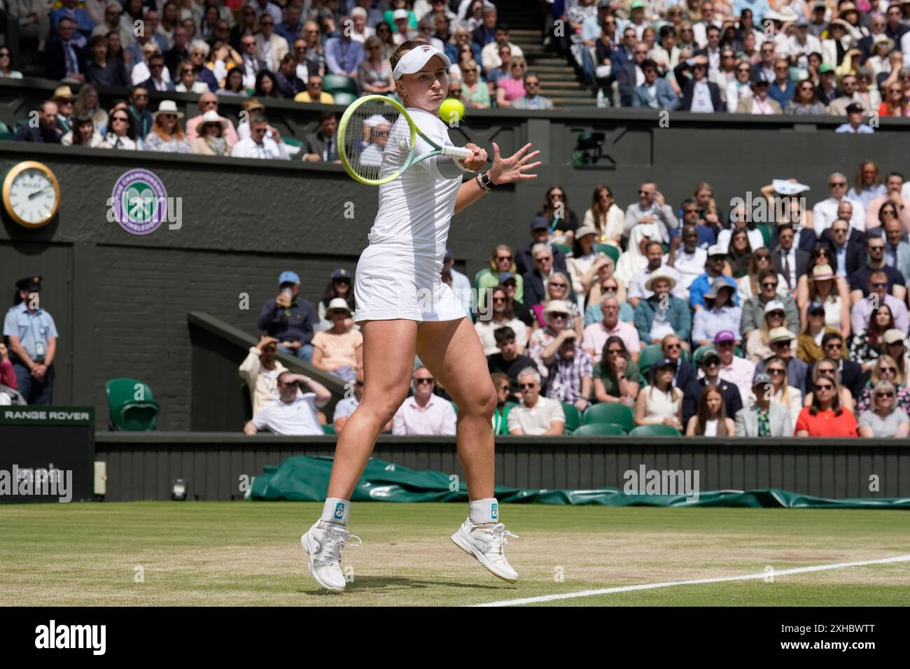 Barbora Krejcikova of the Czech Republic plays a forehand return to ...