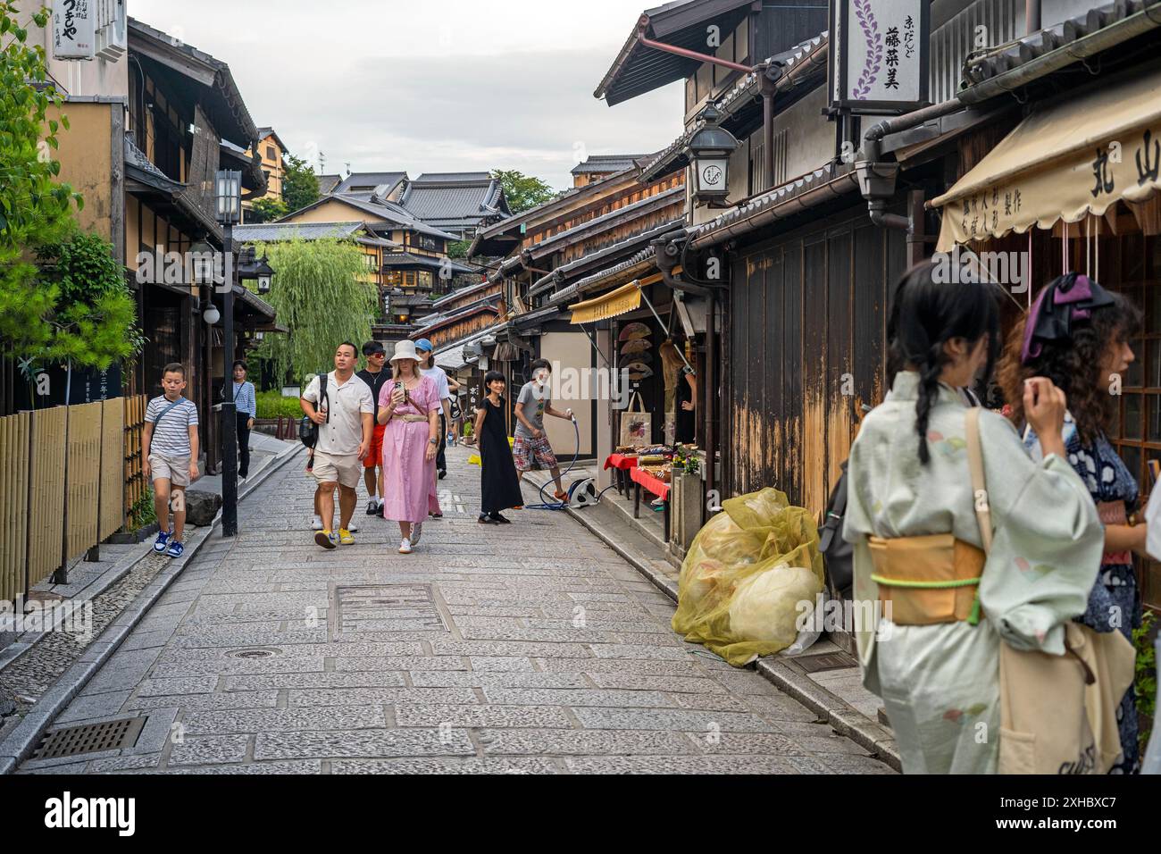 Kyoto, Japan, Gion district with tourists Stock Photo - Alamy