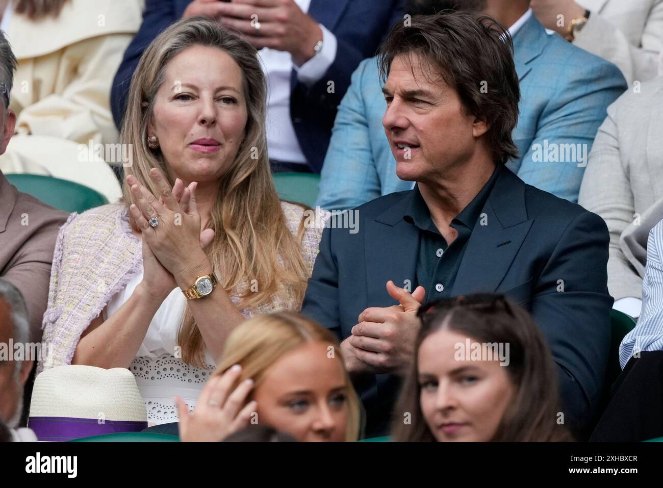 Tom Cruise watches the women's singles final from the stands on Centre ...