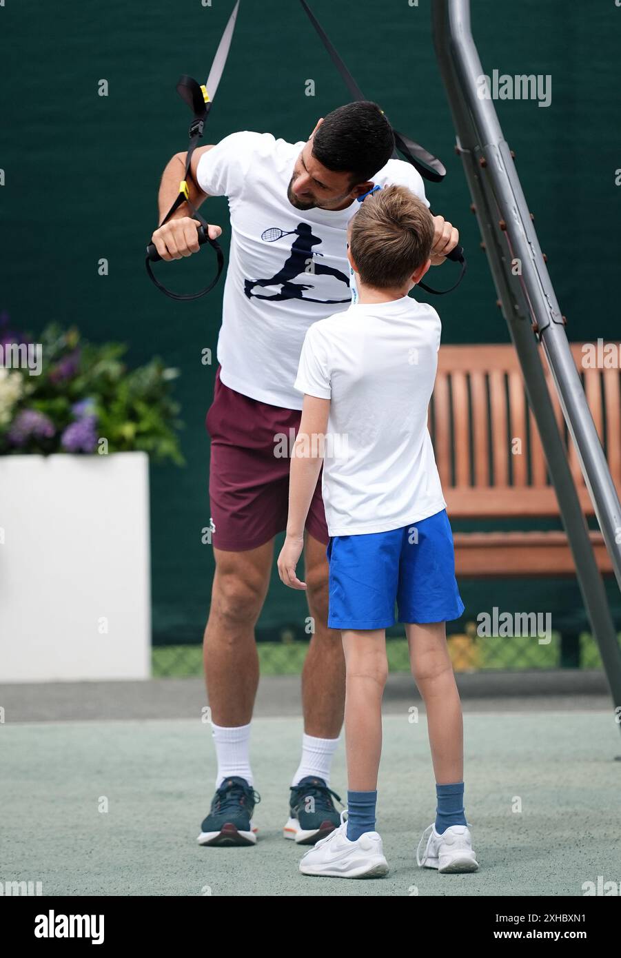 Novak Djokovic during training on day thirteen of the 2024 Wimbledon ...