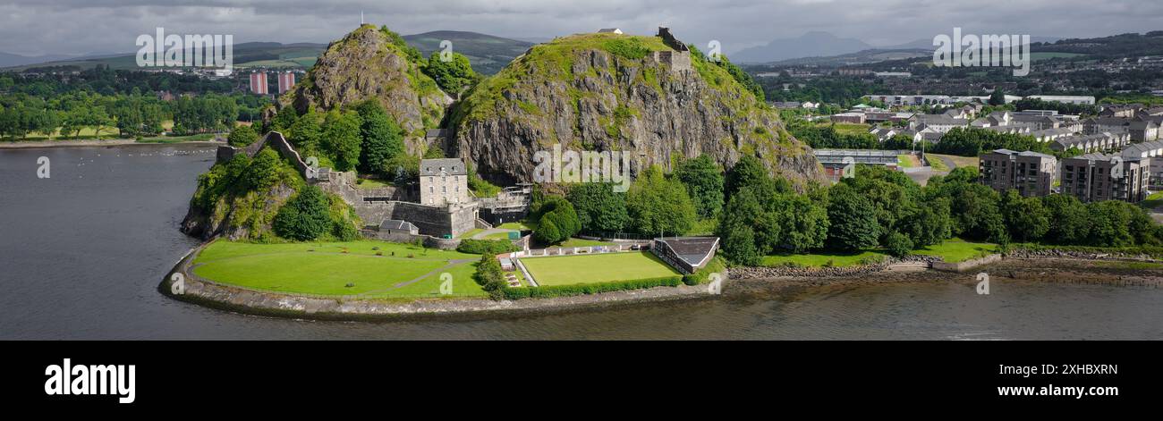 Drone aerial looking down dumbarton castle hi-res stock photography and ...