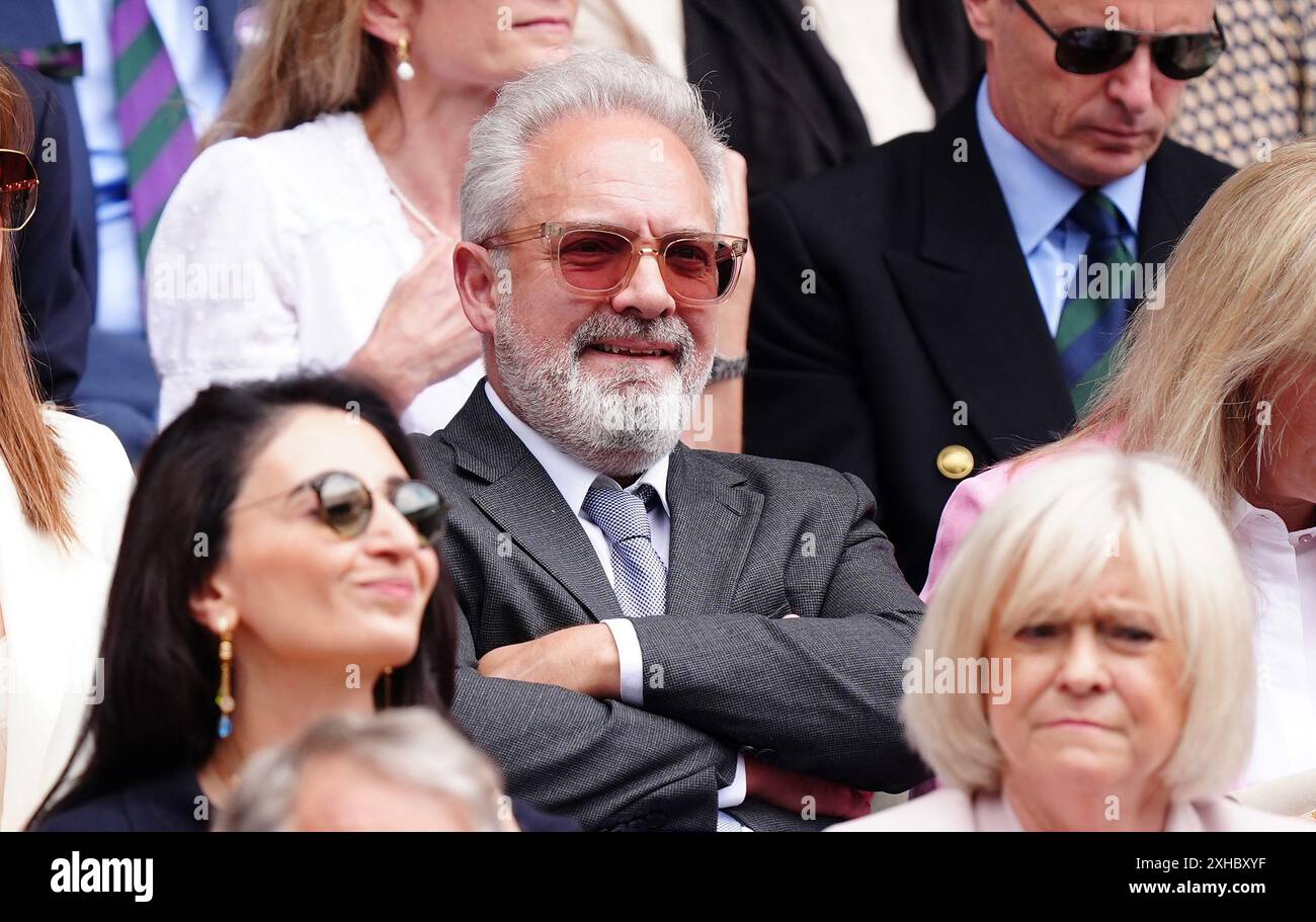 Sir Sam Mendes in the royal box on day thirteen of the 2024 Wimbledon ...