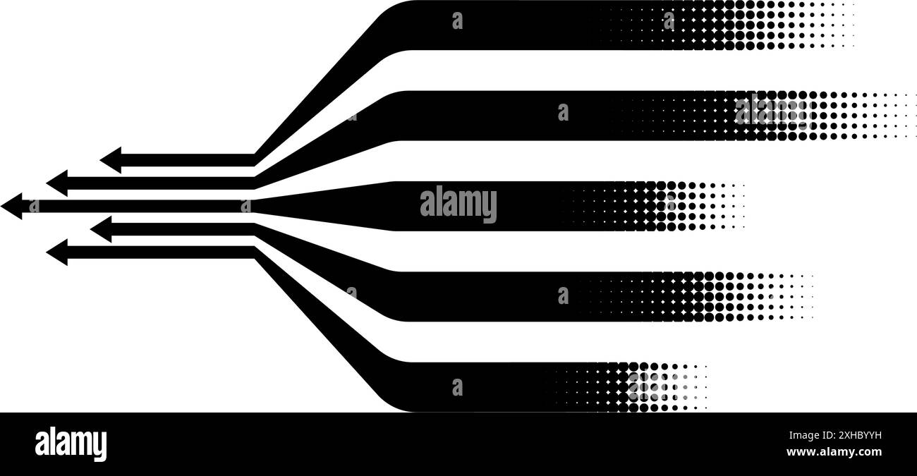 Black on white perspective line stripes arrow with 3d dimensional ...