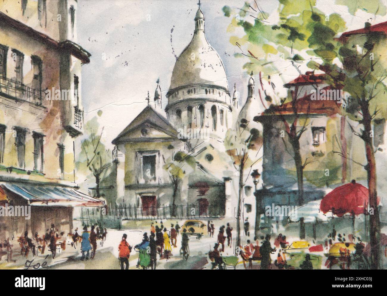 Vintage postcard of Paris - Montmartre, Place du Tertre, painting by ...