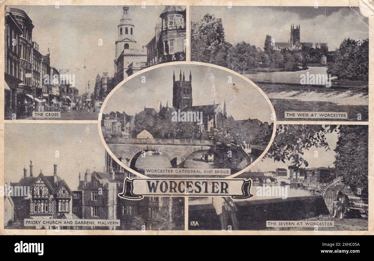 Vintage postcard of Worcester, 1950s Stock Photo - Alamy