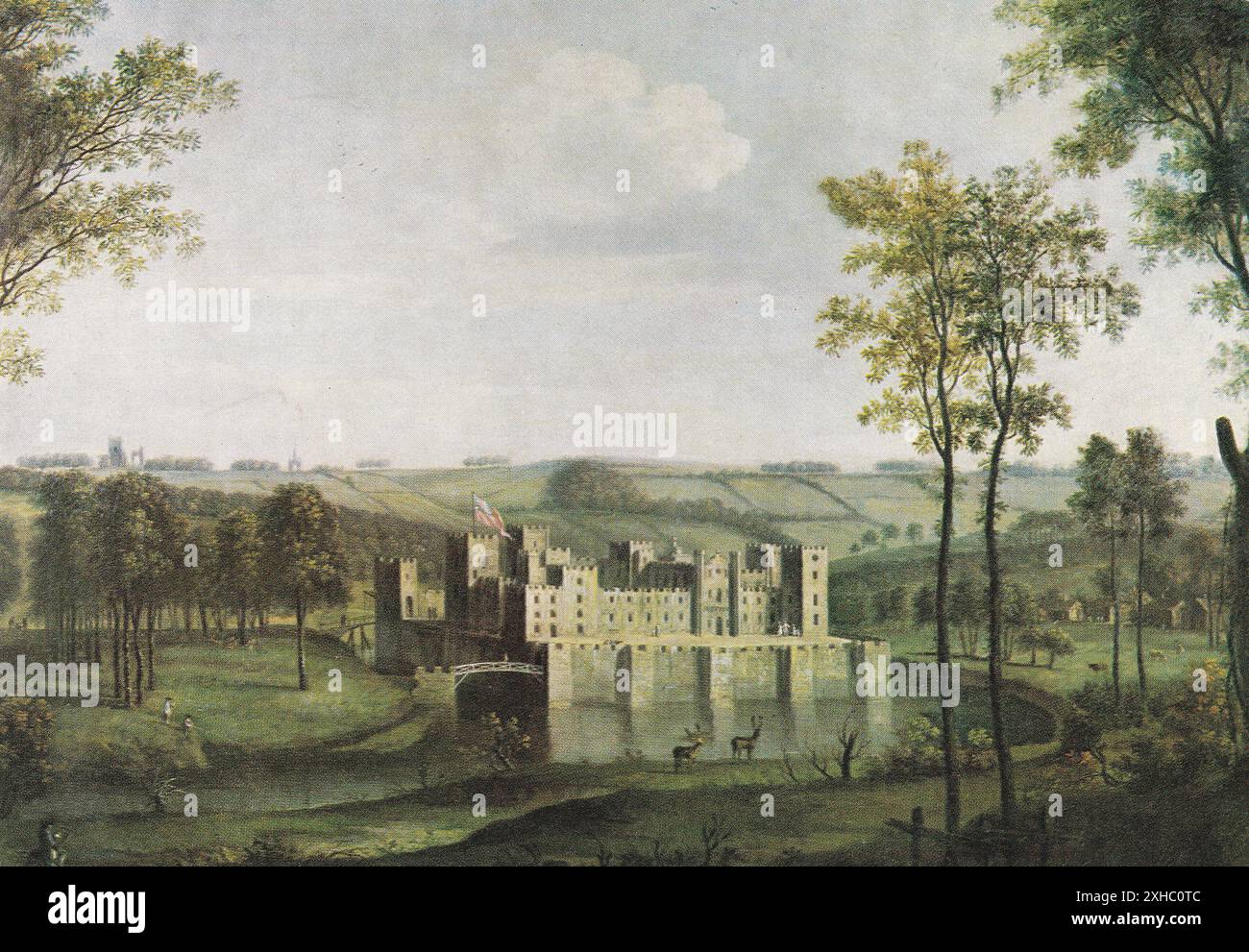 Raby Castle circa 1760 from an oil painting by Dominic Serres Stock ...