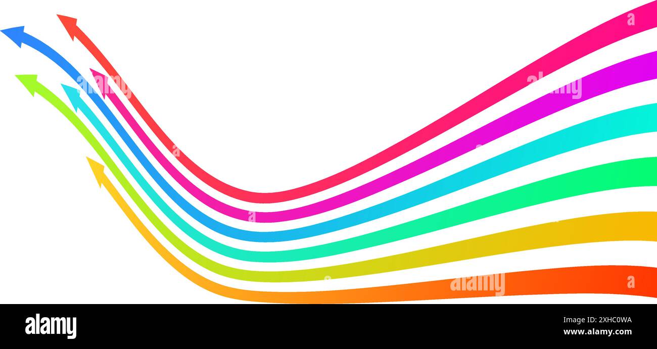 colorful perspective line stripes arrow with 3d dimensional effect ...