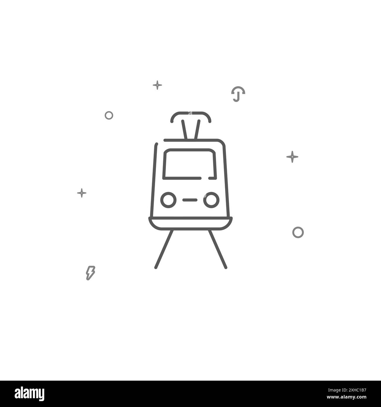 Tram, trolleybus simple line icon. Symbol, pictogram, sign isolated on ...