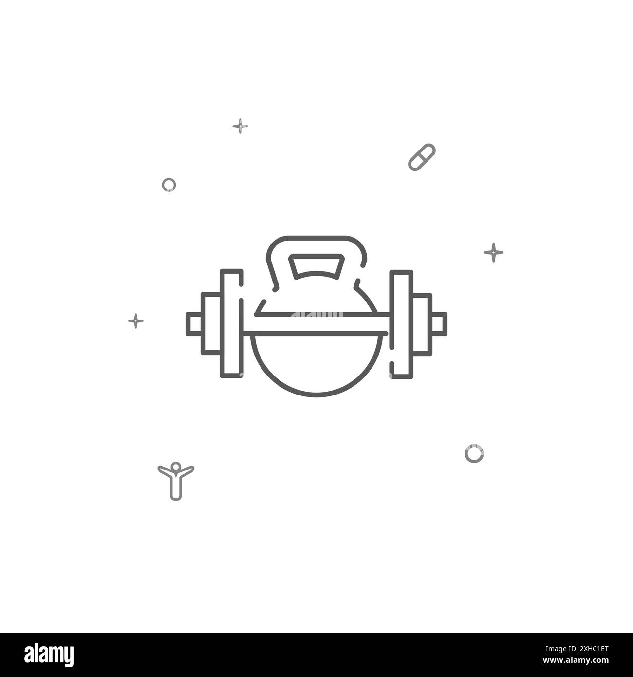 Kettlebell and dumbbell simple line icon. Symbol, pictogram, sign ...