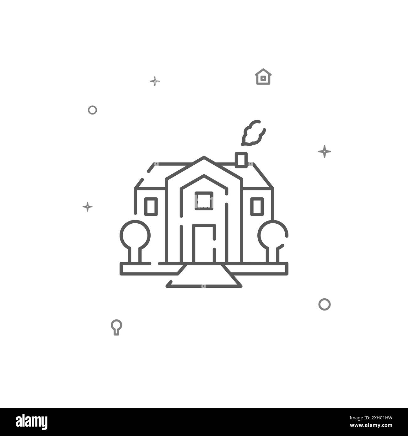 Estate, mansion simple line icon. Symbol, pictogram, sign isolated on ...
