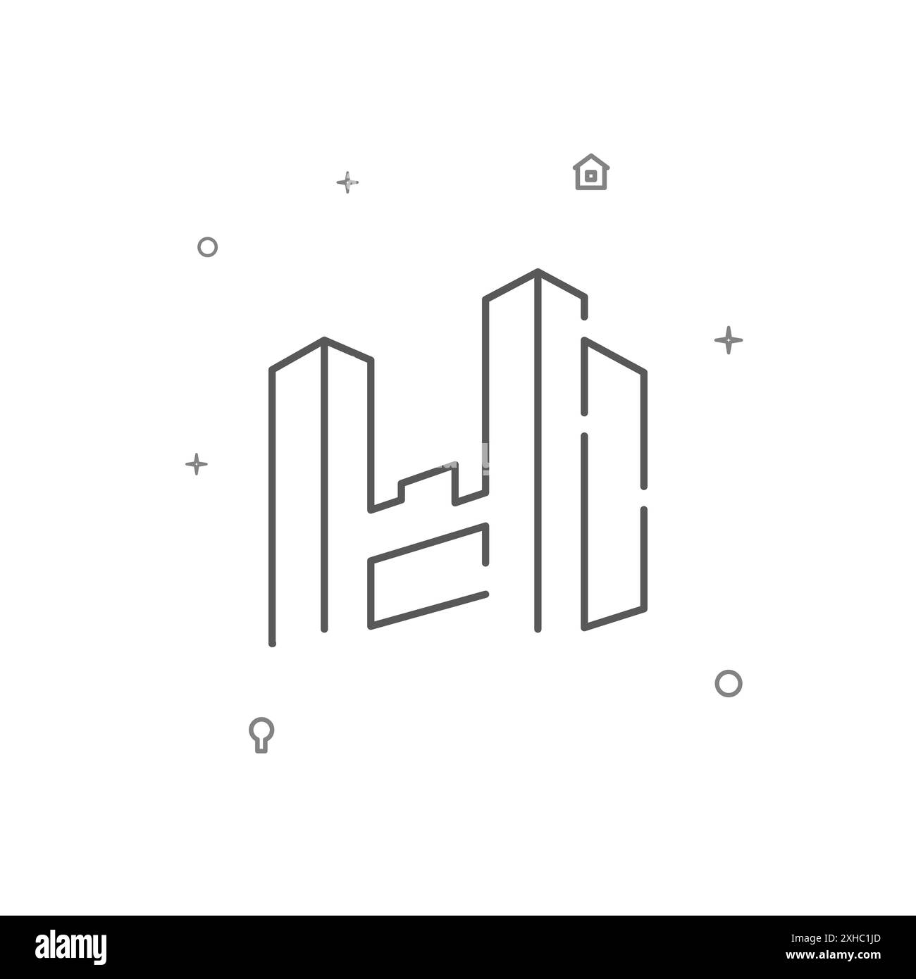 Skyscrapers, city of the future simple line icon. Symbol, pictogram ...