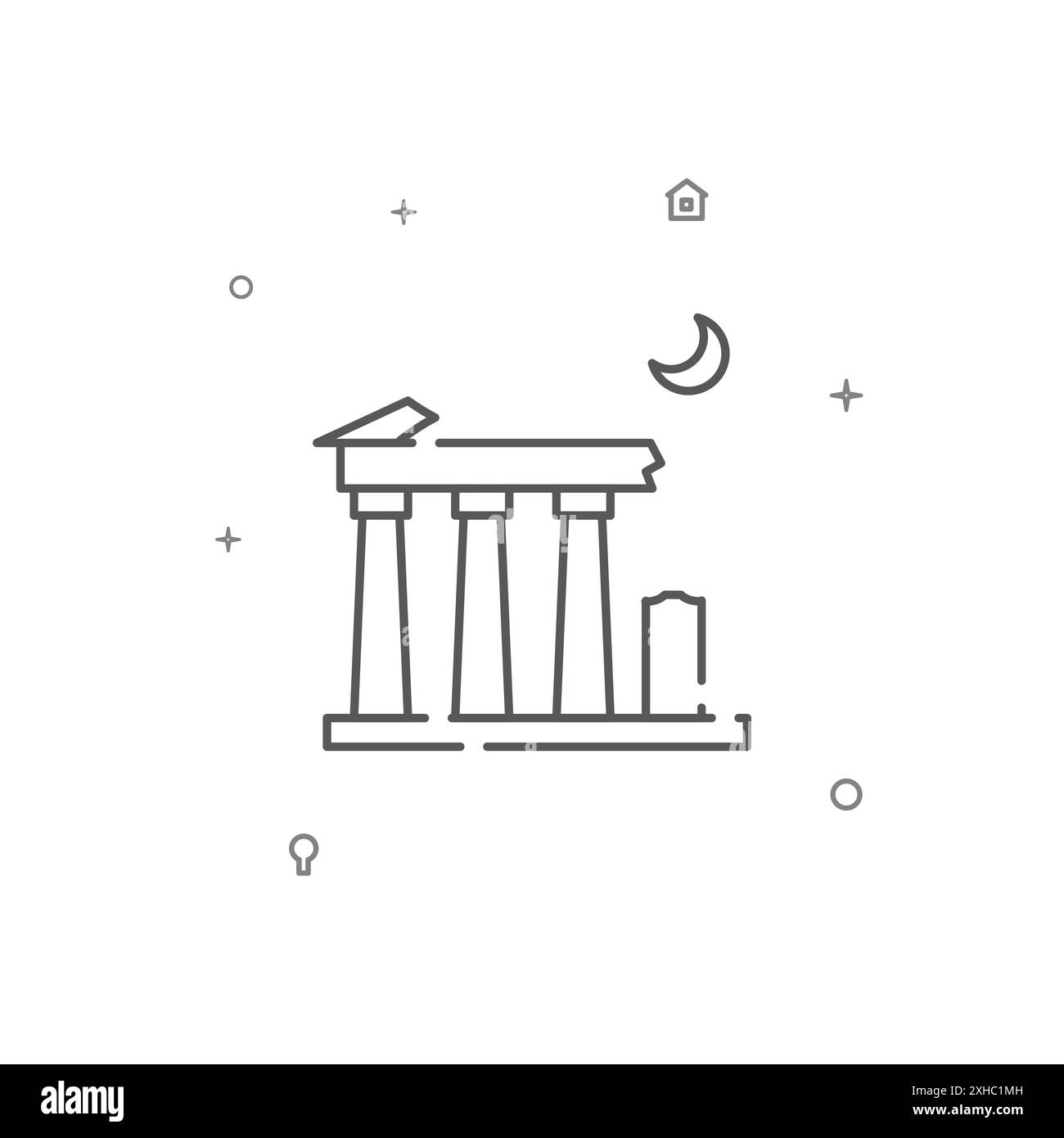 Greek Parthenon simple line icon. Symbol, pictogram, sign isolated on ...