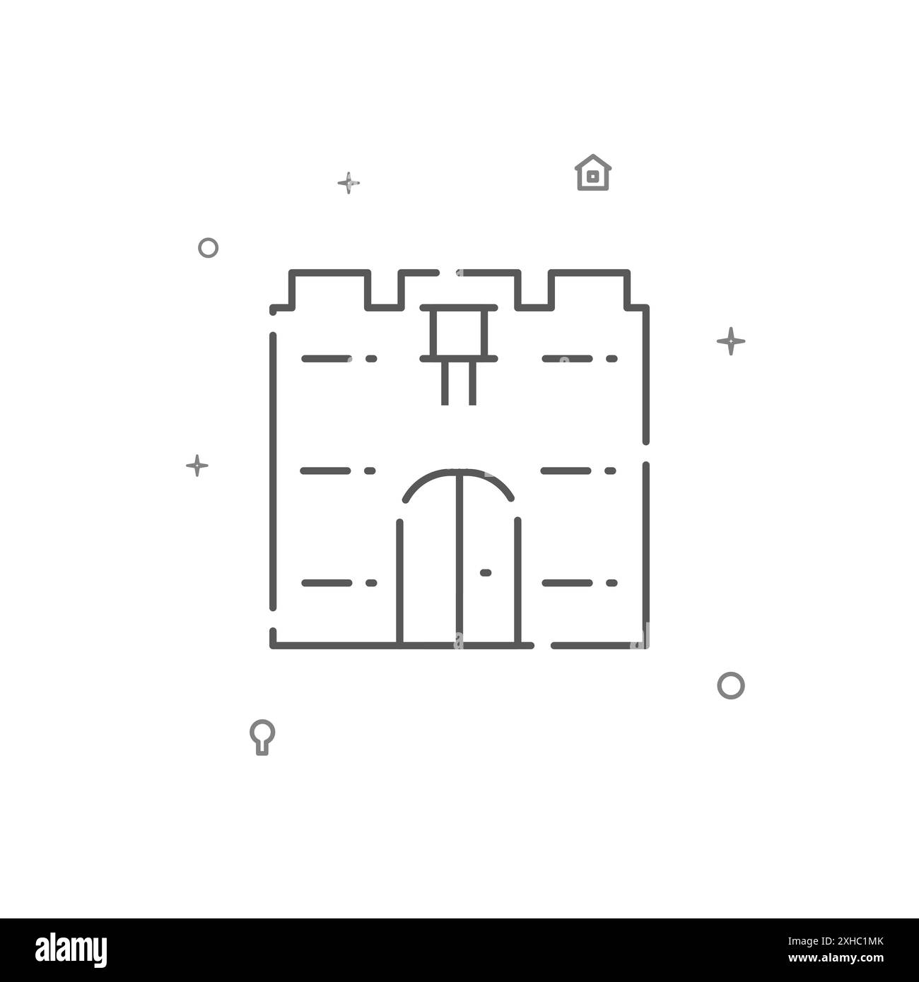 Gate, old fortress simple line icon. Symbol, pictogram, sign isolated ...