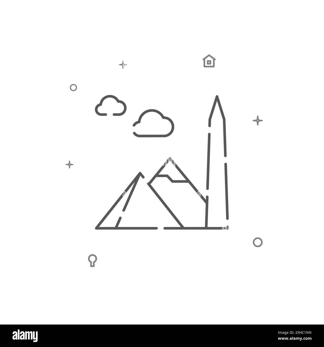 Egyptian pyramids and obelisk simple line icon. Symbol, pictogram, sign ...