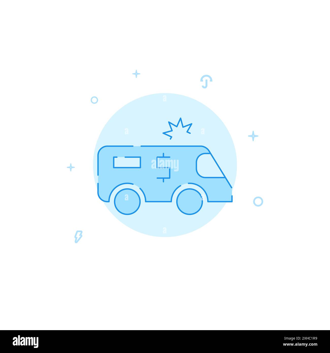 Cash-in-transit armored car icon. Flat illustration. Filled line style ...