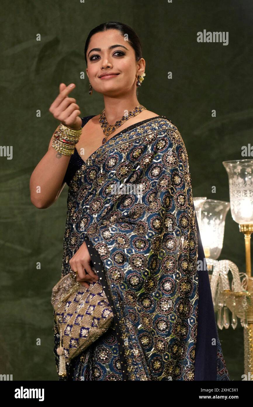 Indian actress Rashmika Mandana pose for a picture during the blessing ...