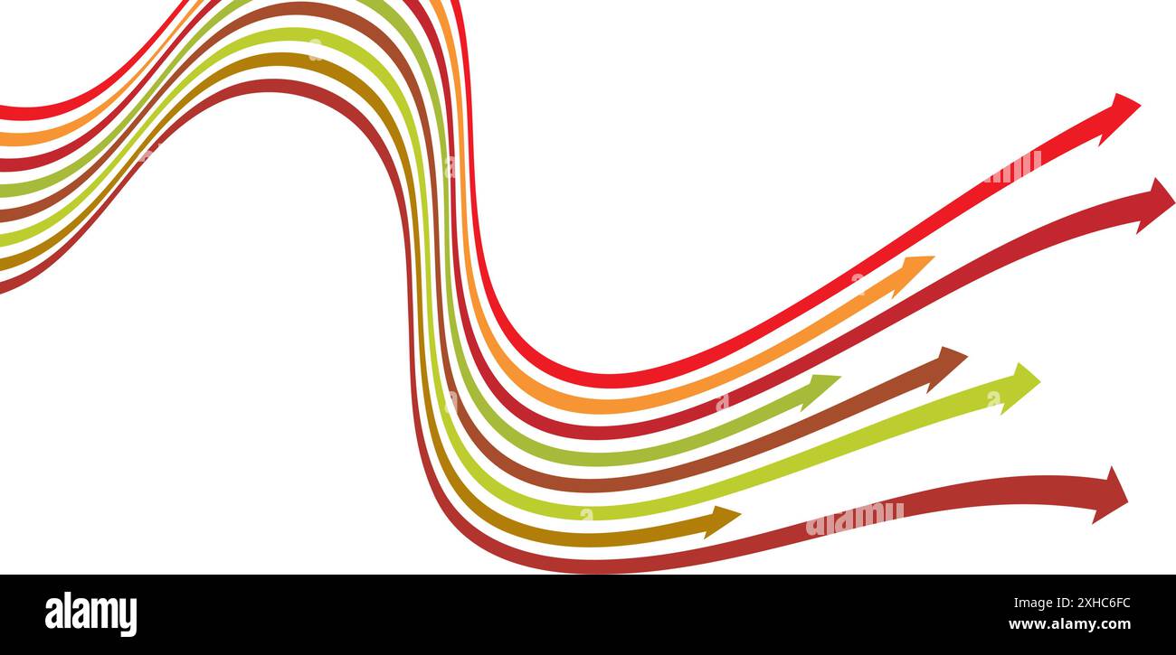 colorful perspective line stripes arrow with 3d dimensional effect ...