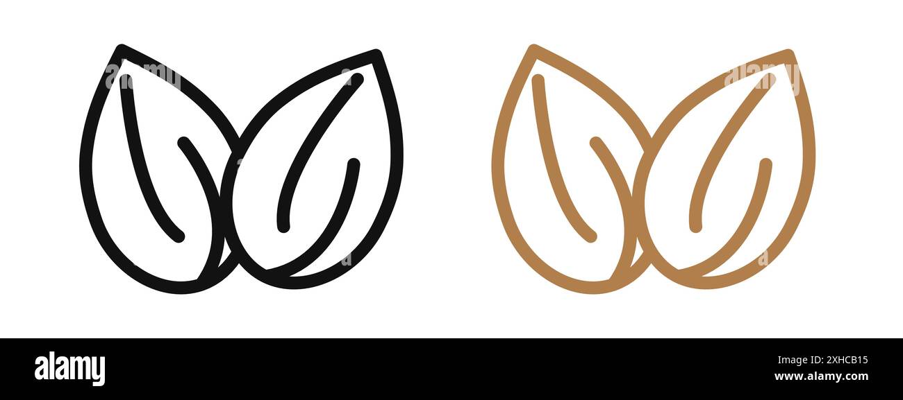 Almond icon Vector symbol or sign set collection in black and white ...