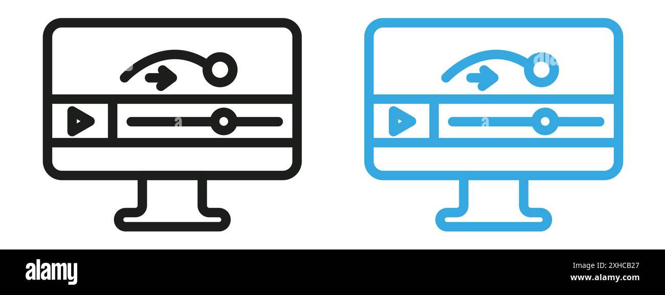 Animation icon Vector symbol or sign set collection in black and white ...