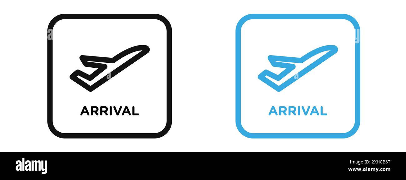 Airport arrival sign Vector symbol or sign set collection in black and ...