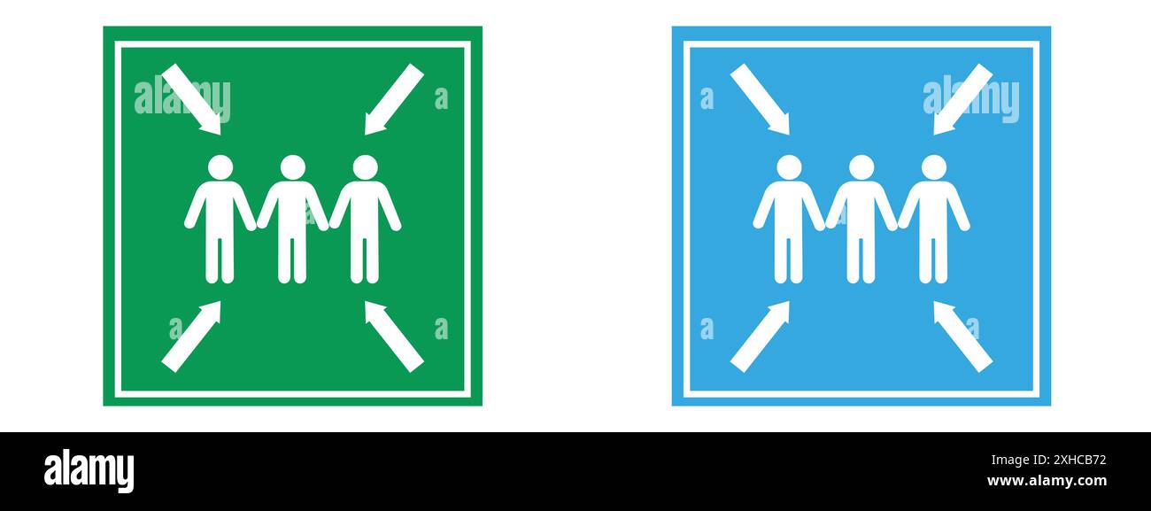 Assembly point icon Vector symbol or sign set collection in black and ...