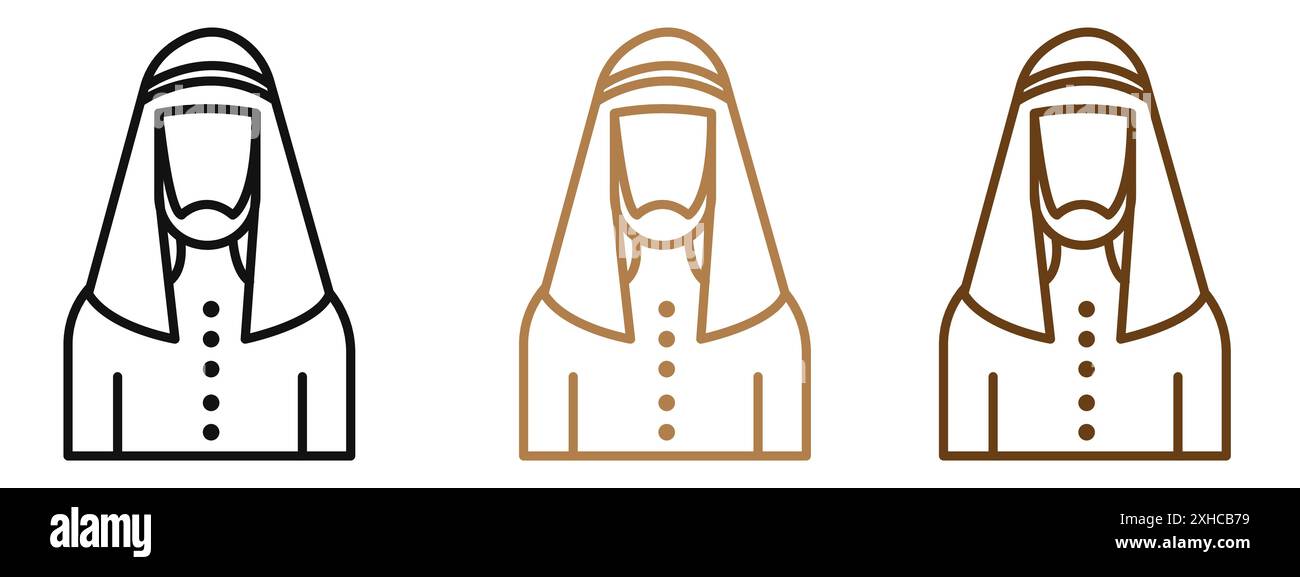 Arabic man icon Vector symbol or sign set collection in black and white ...