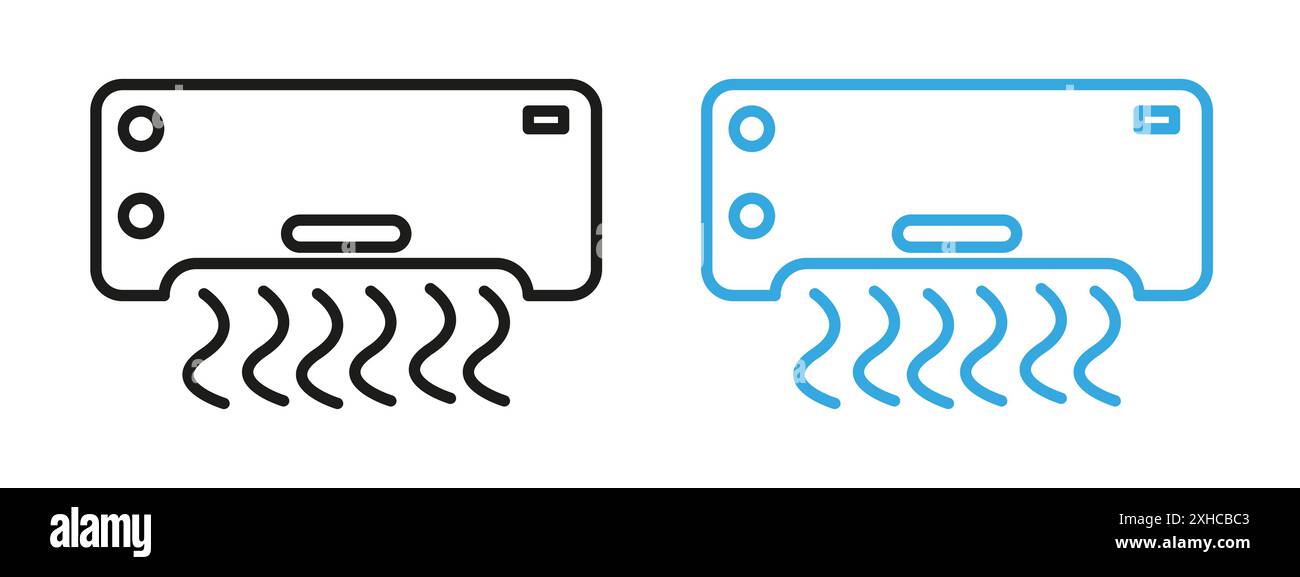 Air conditioner icon Vector symbol or sign set collection in black and ...