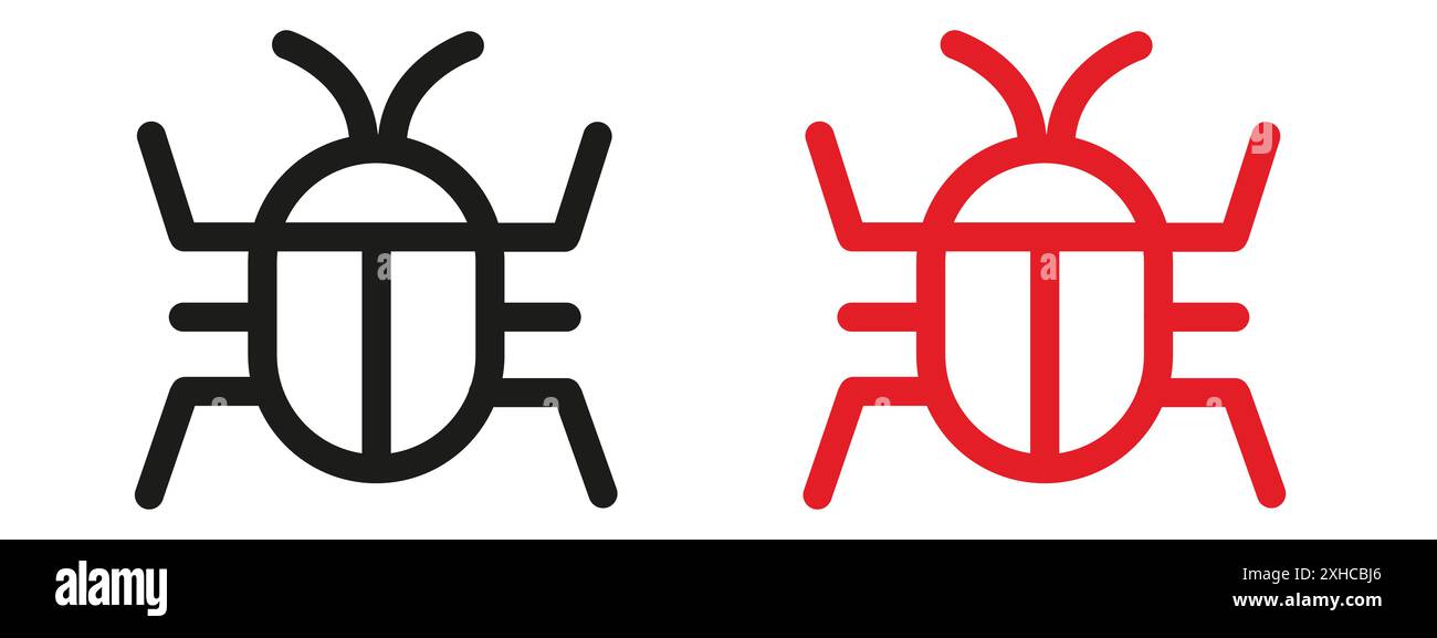 Bug icon Vector symbol or sign set collection in black and white ...