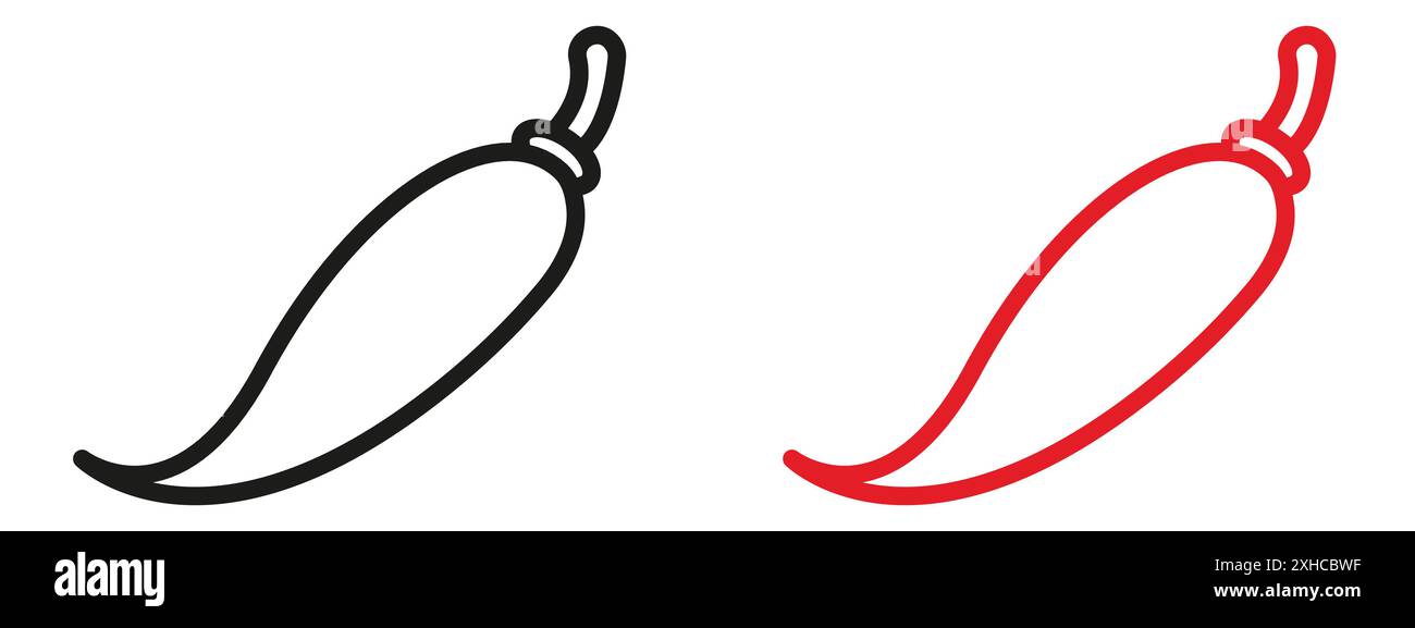 Chilli icon Vector symbol or sign set collection in black and white ...