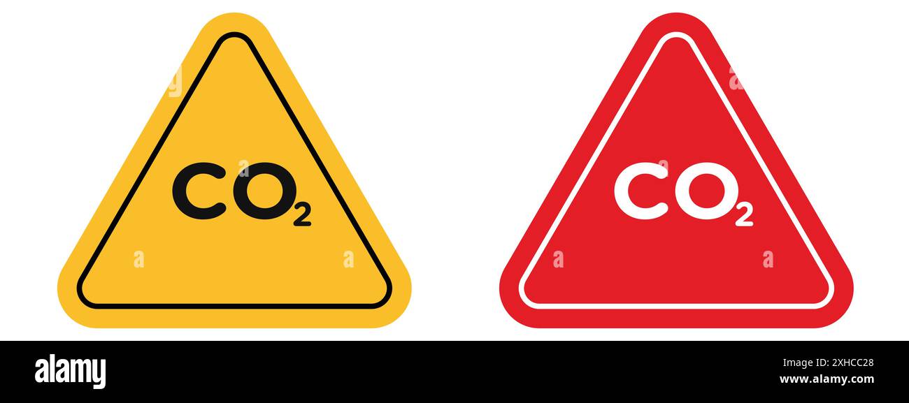 CO2 warning sign Vector symbol or sign set collection in black and ...