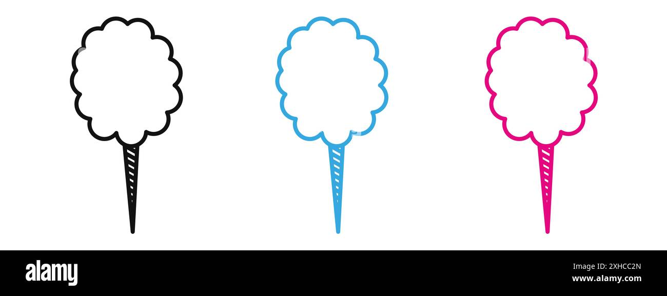 Cotton Candy icon Vector symbol or sign set collection in black and ...