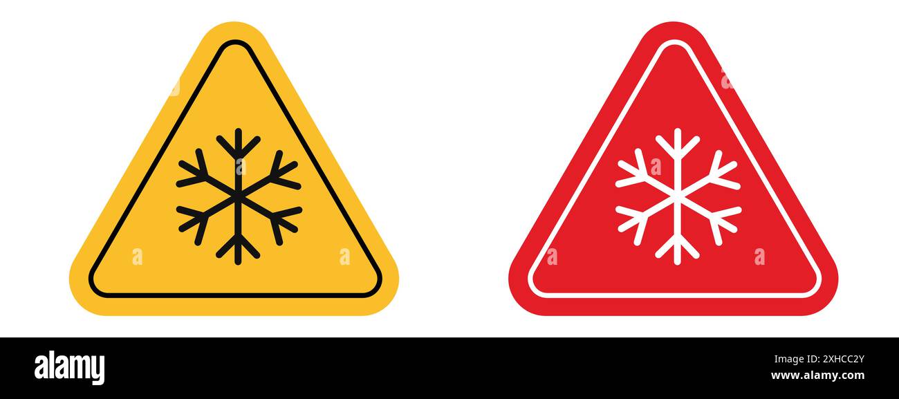 Cold warning sign Vector symbol or sign set collection in black and ...