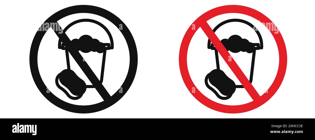 Cleaning bucket with sponge sign Vector symbol or sign set collection ...