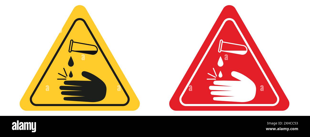 Corrosive acid safety sign Vector symbol or sign set collection in ...