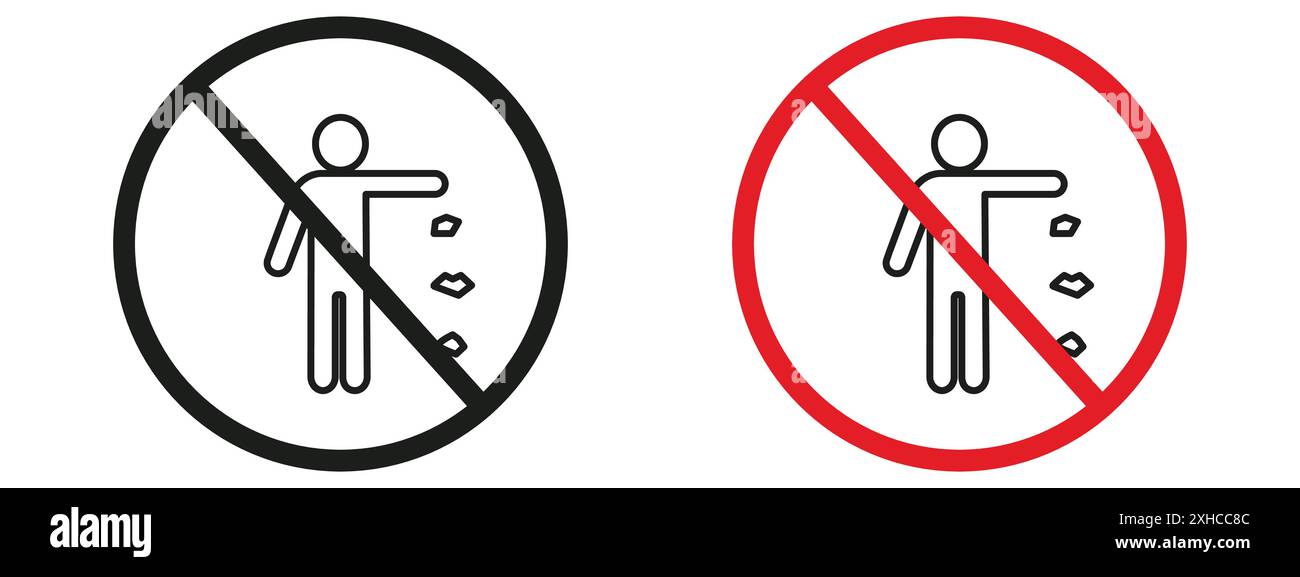 Do not litter sign Vector symbol or sign set collection in black and ...