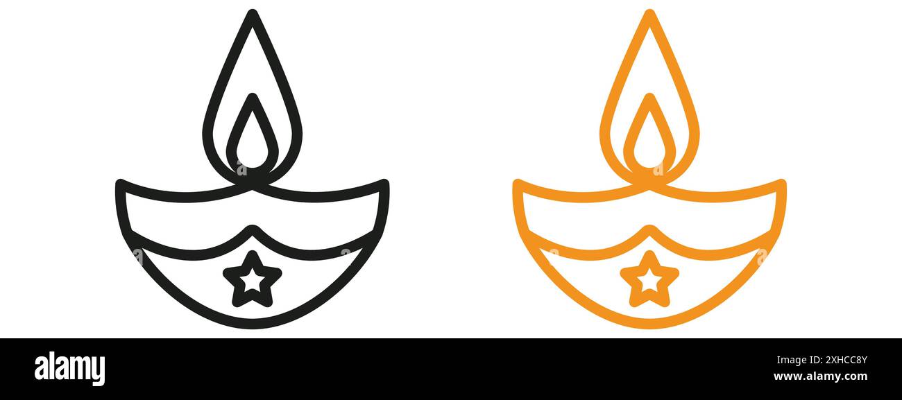 Diya icon Vector symbol or sign set collection in black and white ...