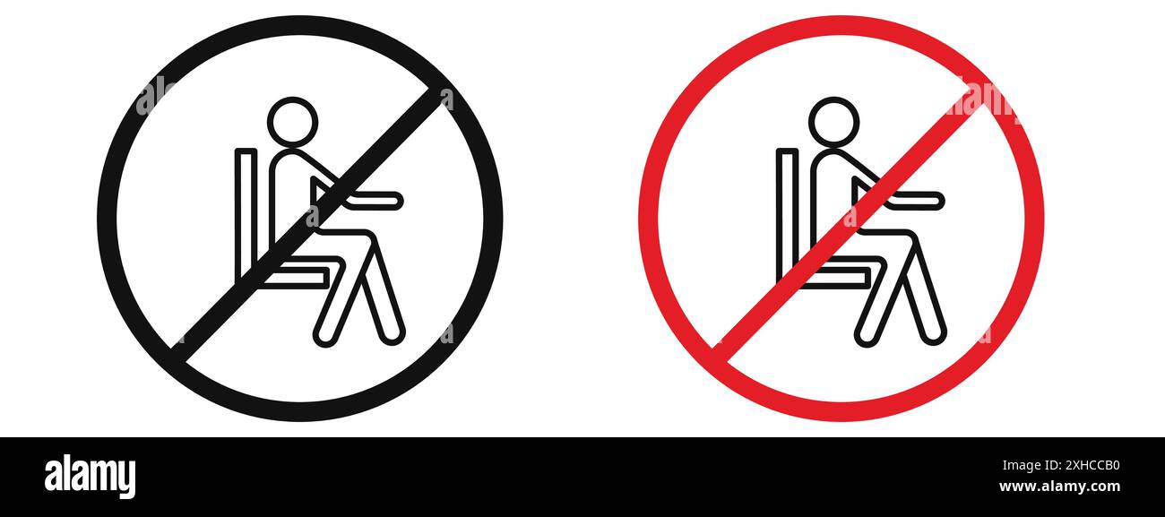 Do not sit sign Vector symbol or sign set collection in black and white ...