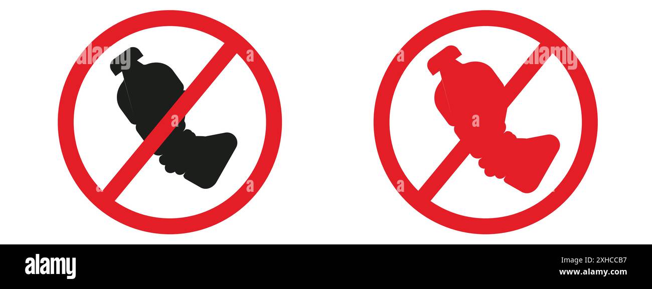 Dont throw away plastic sign Vector symbol or sign set collection in black and white outline ...